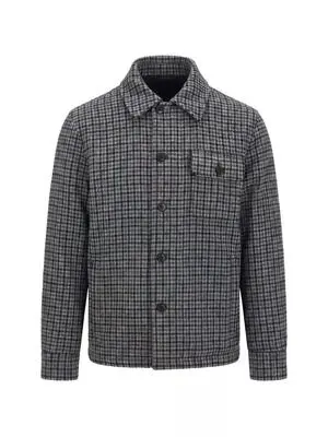 Moncler Check-pattern Button-up Jacket - Grey