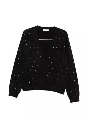 Liviana Conti Crystal-embellished V-neck Cardigan - Black