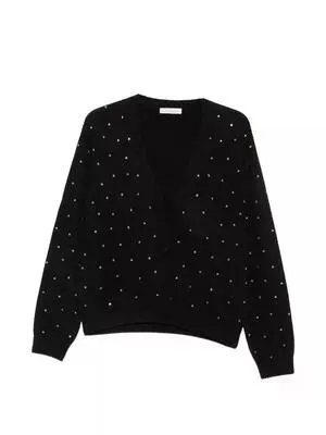 Liviana Conti Crystal-embellished V-neck Cardigan - Black