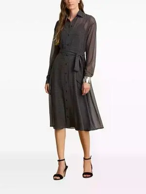 Ralph Lauren Houndstooth-print Belted Midi Dress