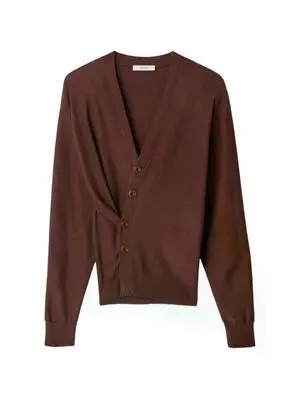 LEMAIRE Relaxed Twisted Cardigan In Merino Blend - Brown