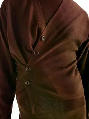 LEMAIRE Relaxed Twisted Cardigan In Merino Blend - Brown