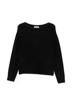 Liviana Conti Sequin-embellished Boat-neck Sweater - Black