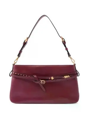 Pinko Studded Leather Shoulder Bag - Red