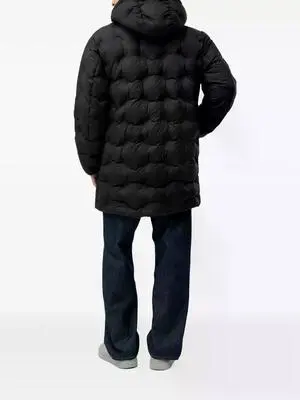 Hugo Hooded Puffer Coat With Patch Pockets - Black