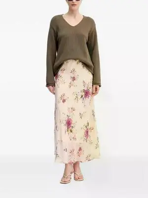 BENETTON Floral-print Flared Midi Skirt