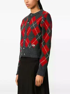 AMI Paris Wool Cardigan In Argyle