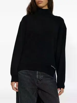Alexander Wang Asymmetric-cut Logo-patch Sweater
