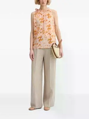 Marc O'polo Floral-print Tie-neck Top - Pink
