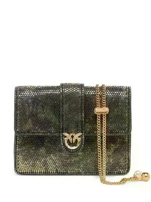 Pinko Love Birds Crystal-embellished Mini Bag - Green