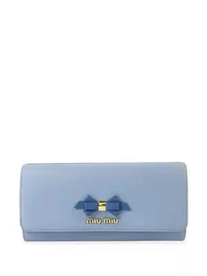 Miu Miu Bow-detail Leather Wallet - Blue