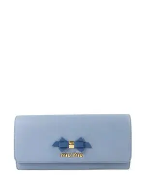 Miu Miu Bow-detail Leather Wallet - Blue