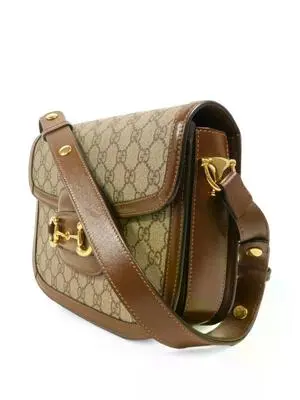 Gucci 1955 Medium Gg Horsebit Supreme Shoulder Bag - Neutrals