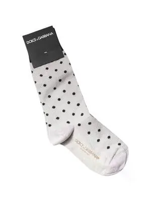 Dolce & Gabbana Gray Viscose Stretch Dotted Socks - Grey