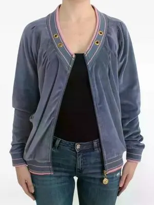 Roberto Cavalli Velour Zip-up Track Jacket - Blue
