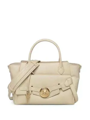 Moschino Logo-plaque Pebbled Tote Bag - Neutrals