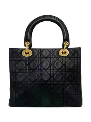 Dior 2010-2026 Medium Calfskin Cannage Lady Handbag - Black