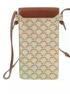 Celine 2000-2026 Triomphe Coated Canvas Phone Pouch Flap Crossbody Bag