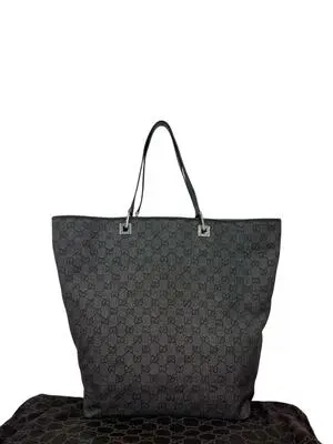 Gucci 1990-2000 Large Gg Canvas Shopper Tote Bag - Black