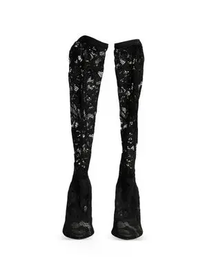 Dolce & Gabbana Taormina Floral-lace Knee-high Boots - Black