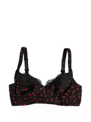 Dolce & Gabbana Polka-dot Lace-trim Bra - Black