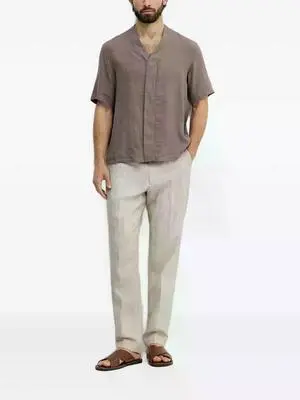 BENETTON V-neck Short-sleeved Shirt - Brown