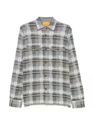 Guest In Residence Check-pattern Button-up Overshirt - Grey