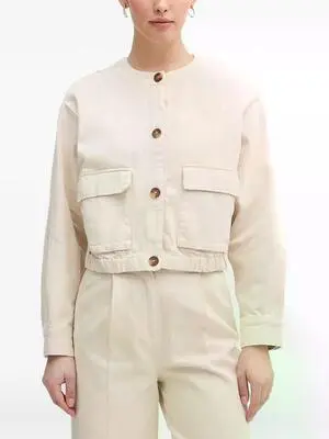 BENETTON Button-up Cropped Jacket - Neutrals