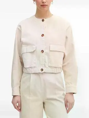 BENETTON Button-up Cropped Jacket - Neutrals