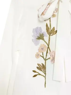Elie Saab Floral-embroidered Pussy-bow Blouse
