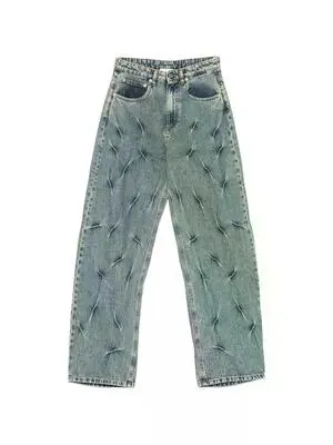 Erika Cavallini Distressed-effect Wide-leg Jeans - Blue