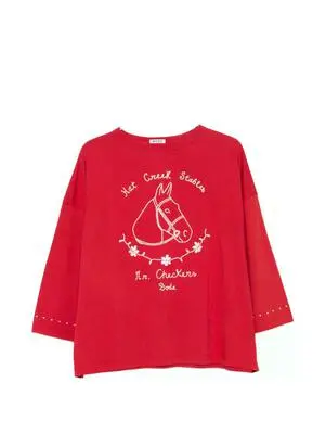 BODE Stables Graphic-print Three-quarter-sleeve T-shirt - Red