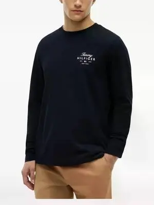 Tommy Hilfiger Logo-print Long-sleeve T-shirt - Blue