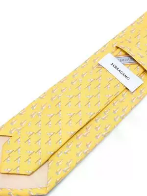 FERRAGAMO Nautical-print Silk Tie - Yellow