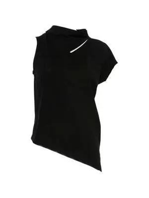 Issey Miyake Asymmetric Cut-out Top - Black