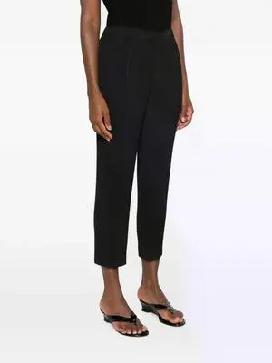 Issey Miyake Plissé-effect Cropped Trousers - Black