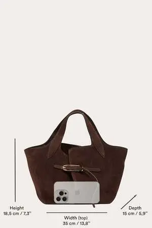 LIFFNER Belted Tote Mini Dark Suede - Brown
