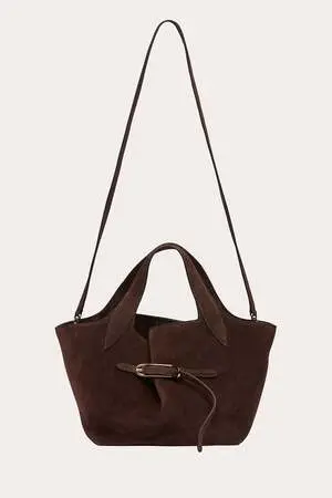 LIFFNER Belted Tote Mini Dark Suede - Brown