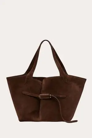 LIFFNER Belted Tote Dark Suede - Brown