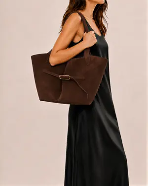 LIFFNER Belted Tote Dark Suede - Brown