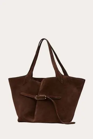 LIFFNER Belted Tote Dark Suede - Brown