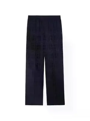 Burberry Check Silk Trousers - Blue