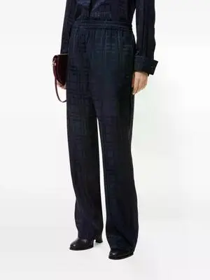 Burberry Check Silk Trousers - Blue