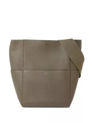Celine Large Sangle Leather Shoulder Bag - Grey