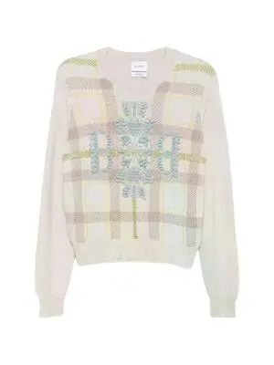 BARRIE Tartan Thistle Sweater - Neutrals