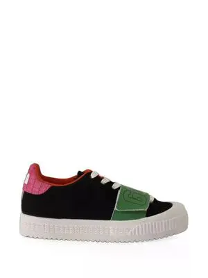 Gcds Logo-strap Suede Sneakers - Black