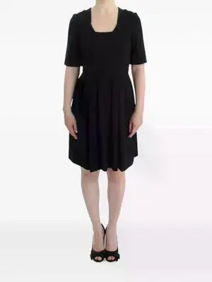 COTE Venus Pleated Square-neck Dress - Black