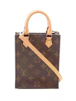 LOUIS VUITTON 2020 Monogram Petit Sac Plat Satchel - Brown