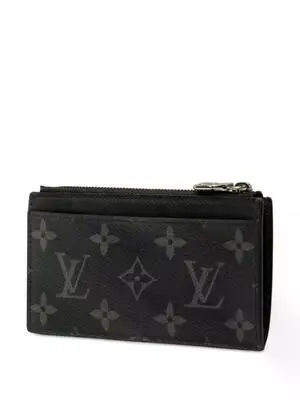 LOUIS VUITTON 2021-2026 Monogram Eclipse Reverse Taigarama Coin Card Holder - Black