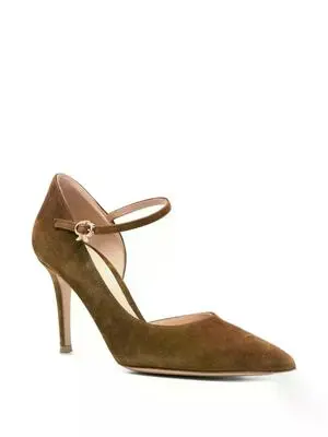 GIANVITO ROSSI Pointed-toe Buckled-strap Pumps - Brown